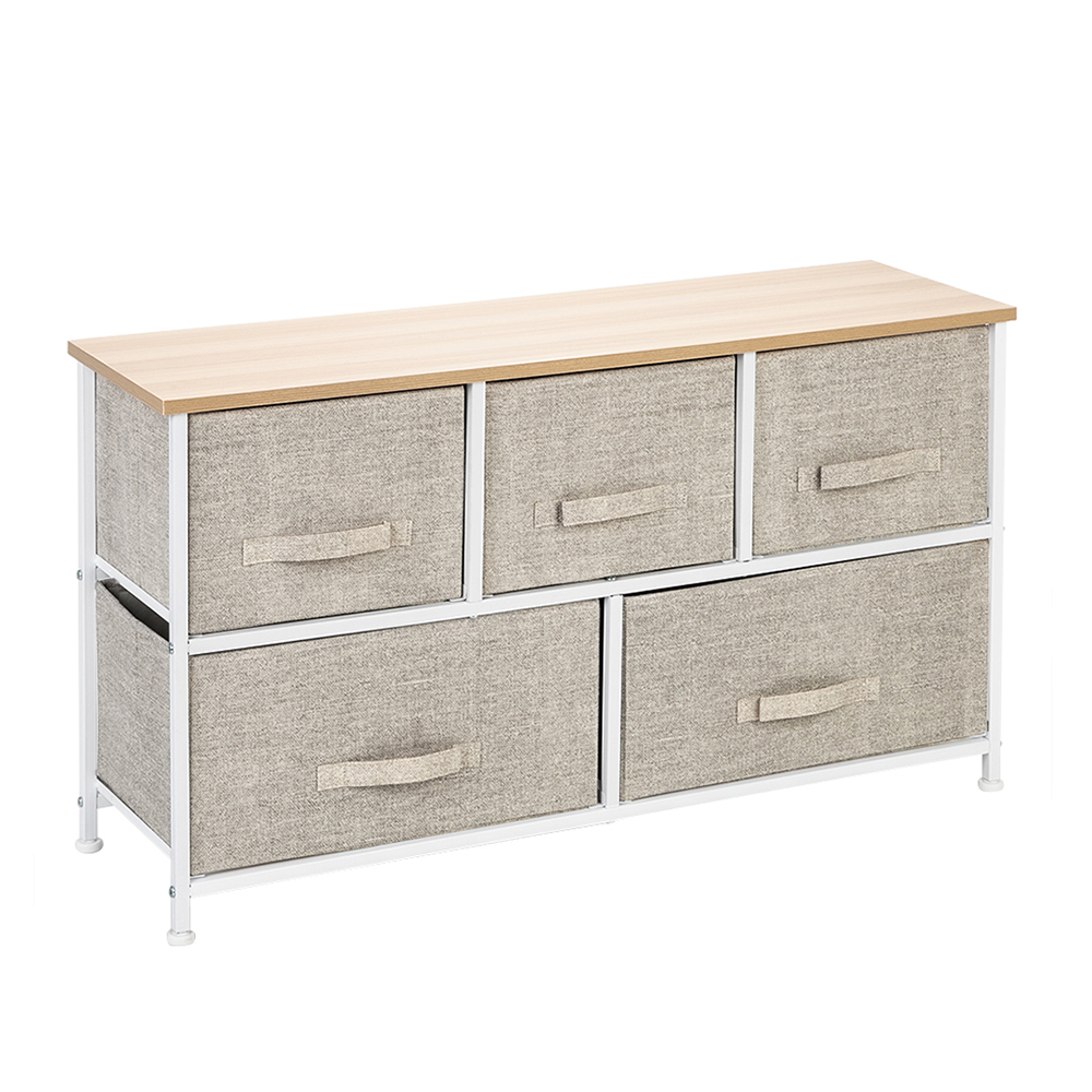 2-Tier Closet Dresser, Storage Tower with 5 Easy Pull Fabric Drawers ...