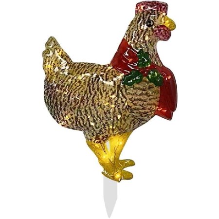 Christmas Decoration with Glowing Chicken Light up Chicken with Scarf ...