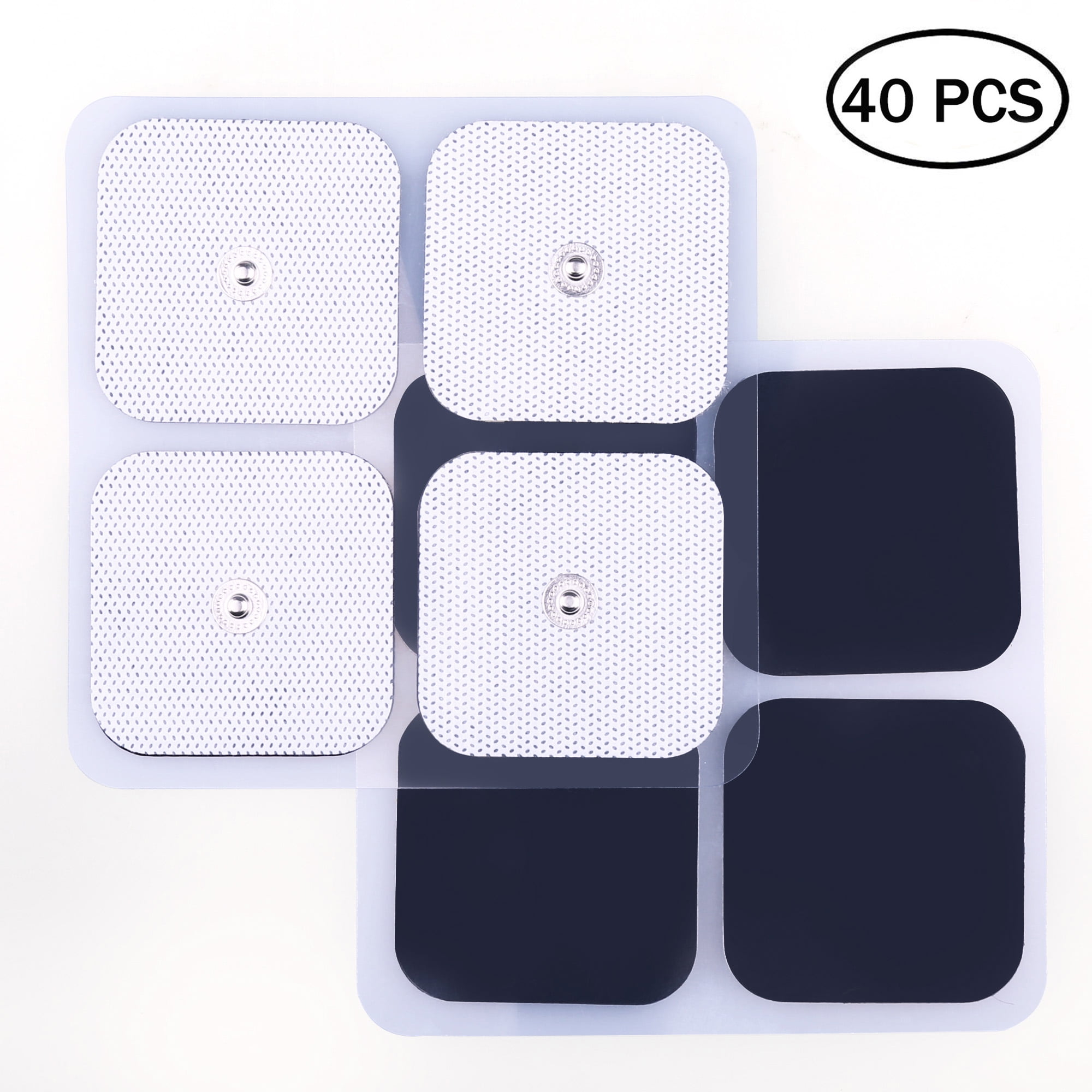 TENS Unit Pads, 40Pcs 2x2 Snap Electrodes,Reusable Electrotherapy Pads ...