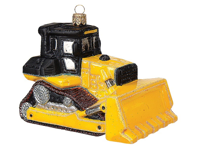 Bulldozer Construction Vehicle Polish Glass Christmas Ornament Tree ...