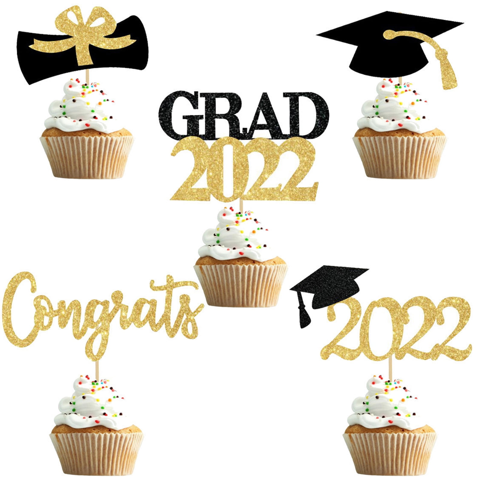 Dream Lifestyle 10 PCS Graduation Cupcake Toppers 2022,Glitter Diploma ...