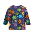 Abcomgle Girls 3/4 Sleeve Tops 7-16 Trendy Marine Life Graffiti ...