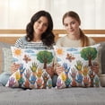Abstract Cloud Pillow Covers Set of 4, Green Tree Flower Hand Painting ...