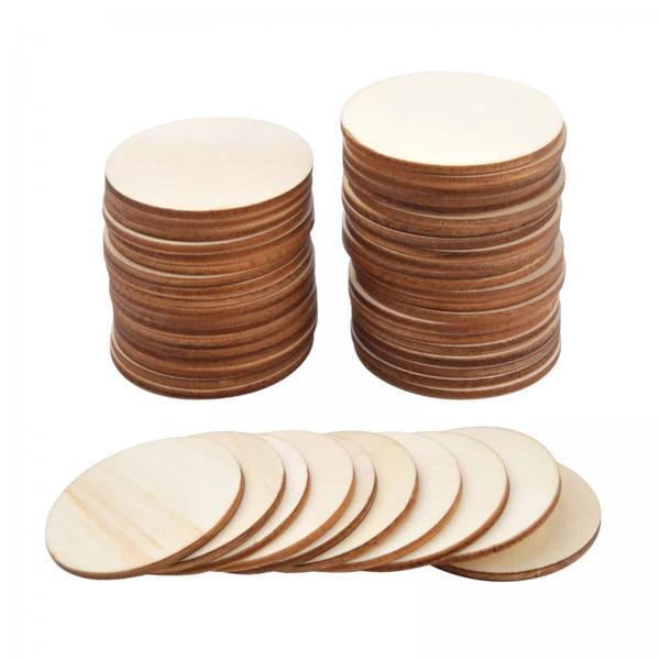 2x 4 Inch Wood Circles Squares for Crafts Unfinished Wood Rounds Wooden ...