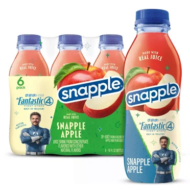 Snapple Natural Zero Sugar Apple Juice, 16 fl oz, 6 Bottles Case ...