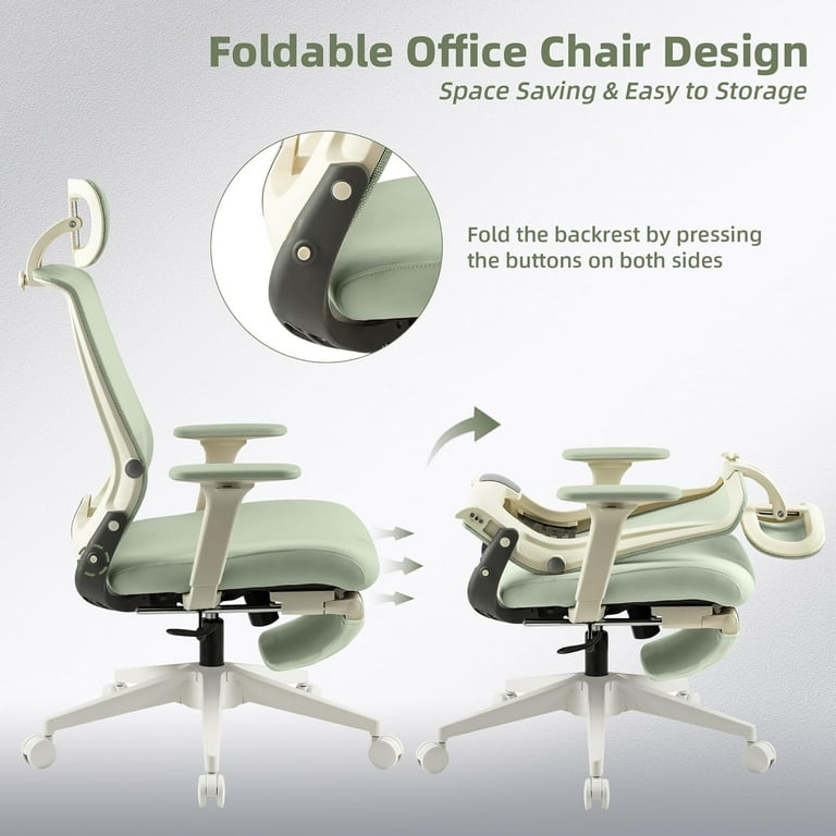 Hforesty Ergonomic Office Chair Foldable with Footrest Comfort Tilt Swivel Mesh 300lbs Green Walmart