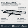 Tow Tuff 62 Inch Steel Cargo Carrier and Bike Rack Fits 2 Inch ...