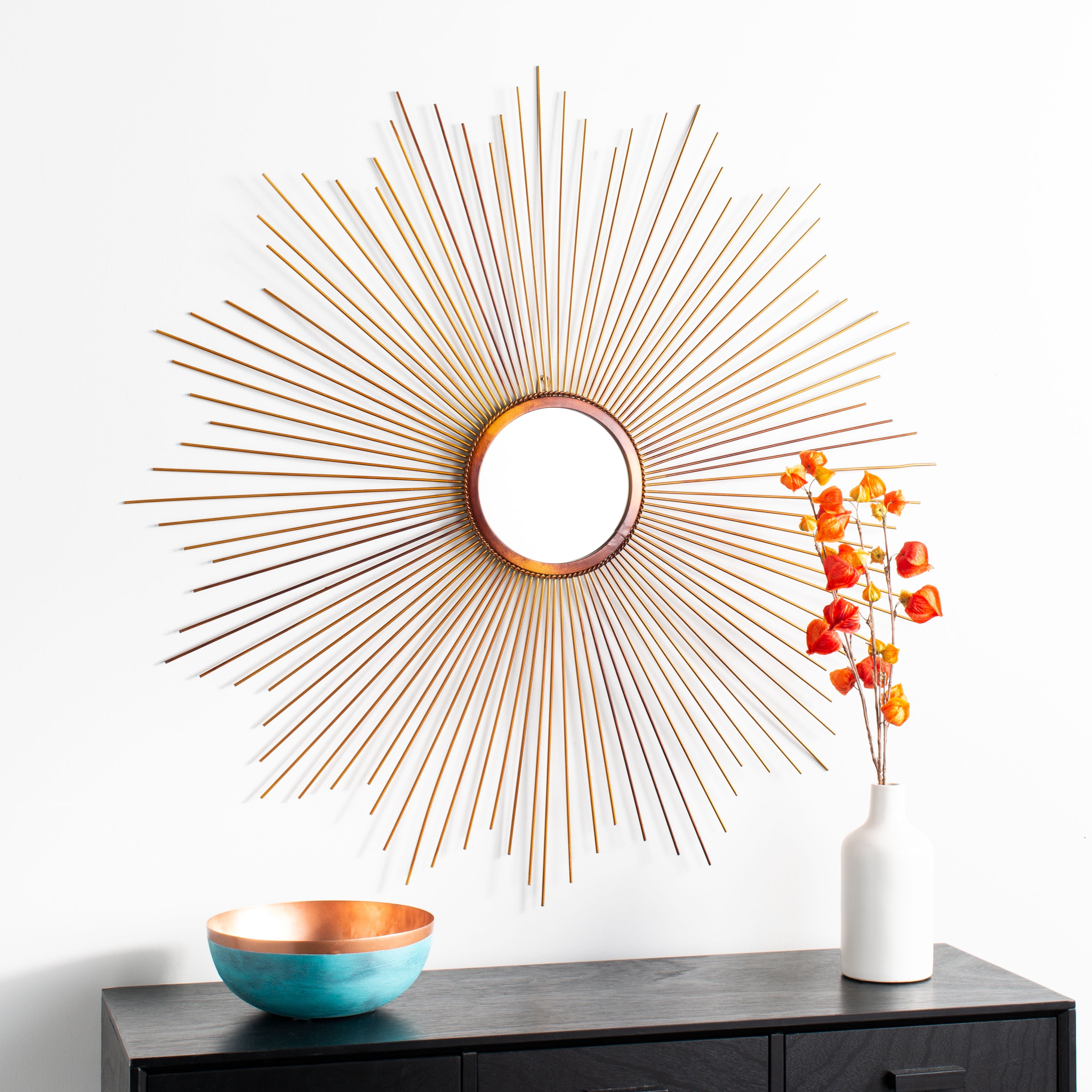 Safavieh Arlo 40 in. Radiant Lines Round Sunburst Mirror - Walmart.com