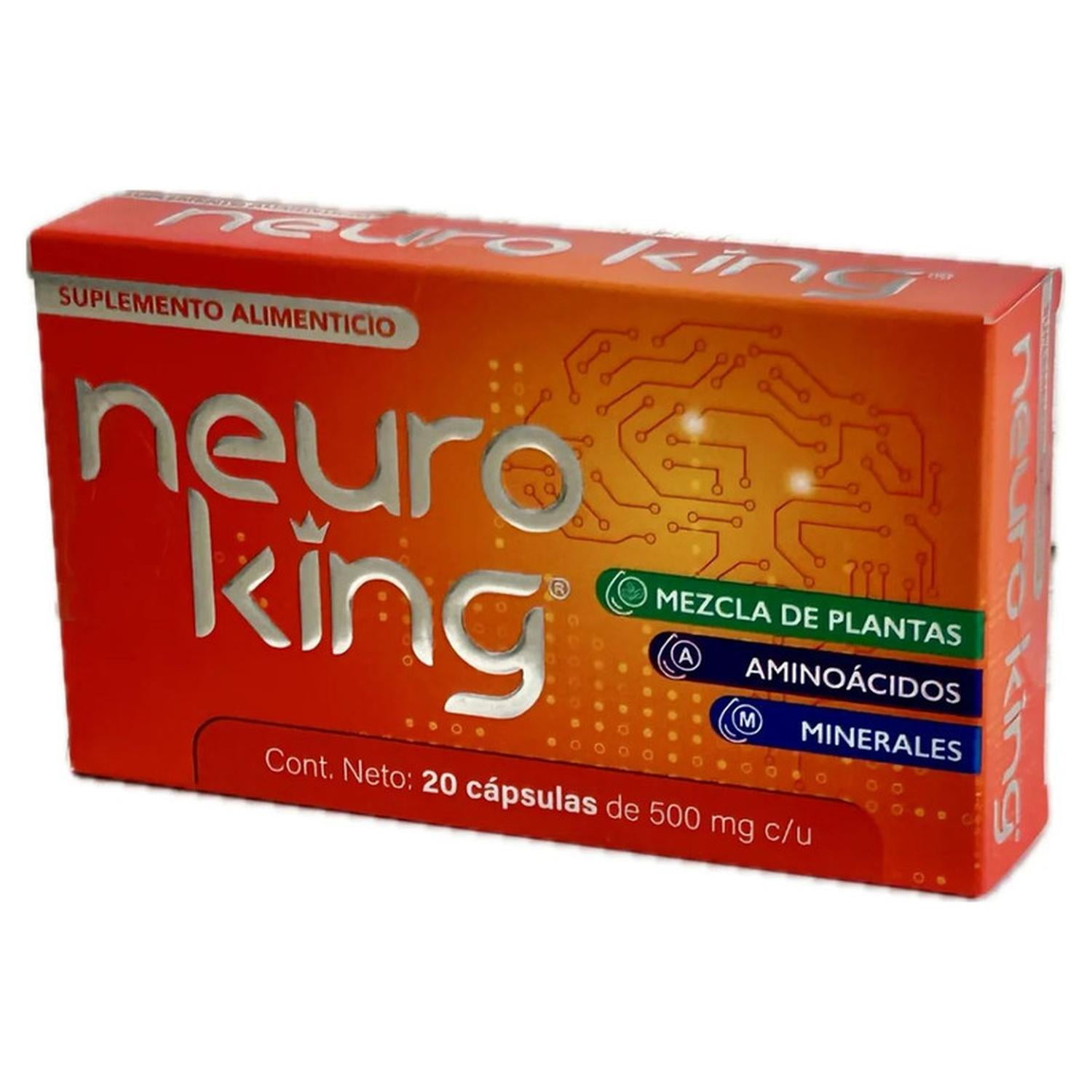 Neuro King Suplemento Alimenticio Cápsulas 500mg 20 Unidades | Bodega Aurrera en línea
