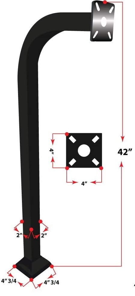 42" Pad Mount Gooseneck Steel Pedestal Card Readers, Access Control ...