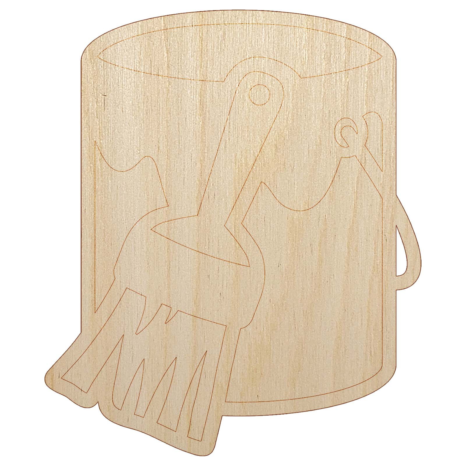 Paint Can with Brush Wood Shape Unfinished Piece Cutout Craft DIY ...
