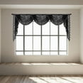 YEAUEME Black Beaded Lace Waterfall Valance Lightweight Breathable Easy ...