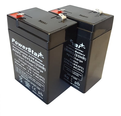 6V 6 VOLT SLA VRLA RECHARGEABLE 4, 4.5,5 AH battery by PowerStar 2Pack ...