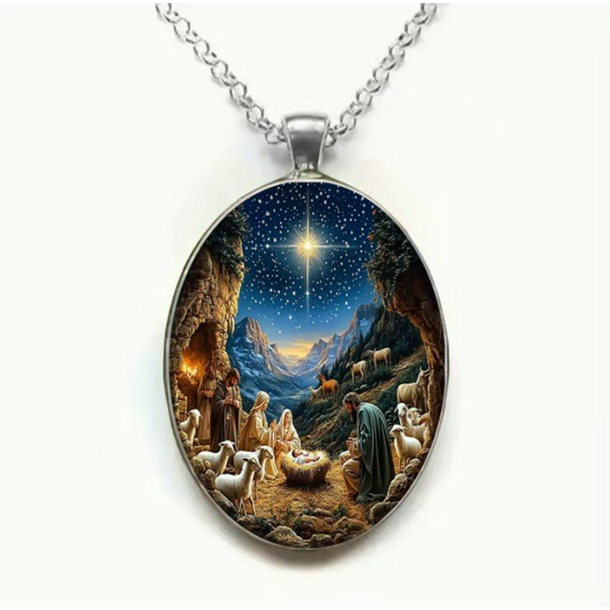 Click here for Tuosodrolic Nativity Pendant Necklace Starry Night... prices