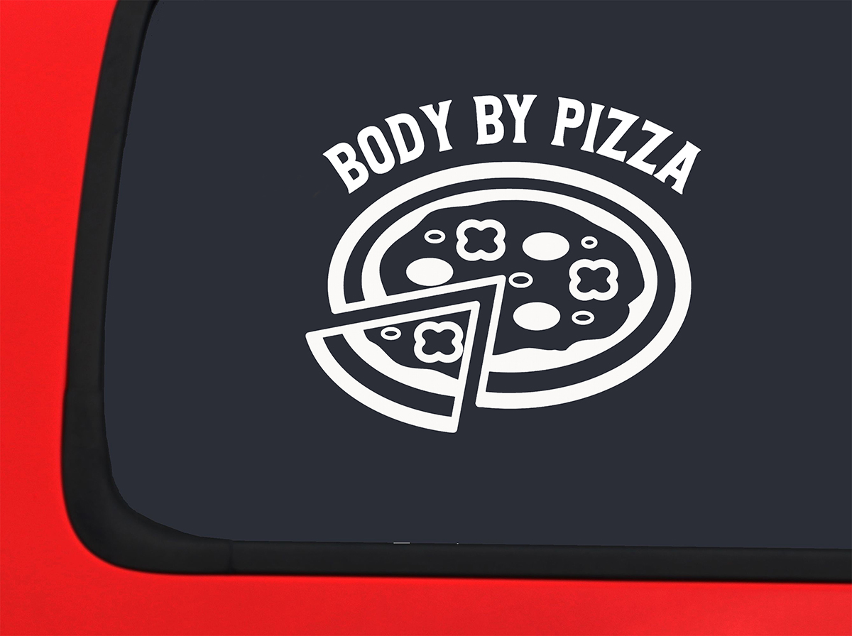 Car Sticker Body By Pizza Funny Junk Food Bread Carbs Hungry Car Window ...