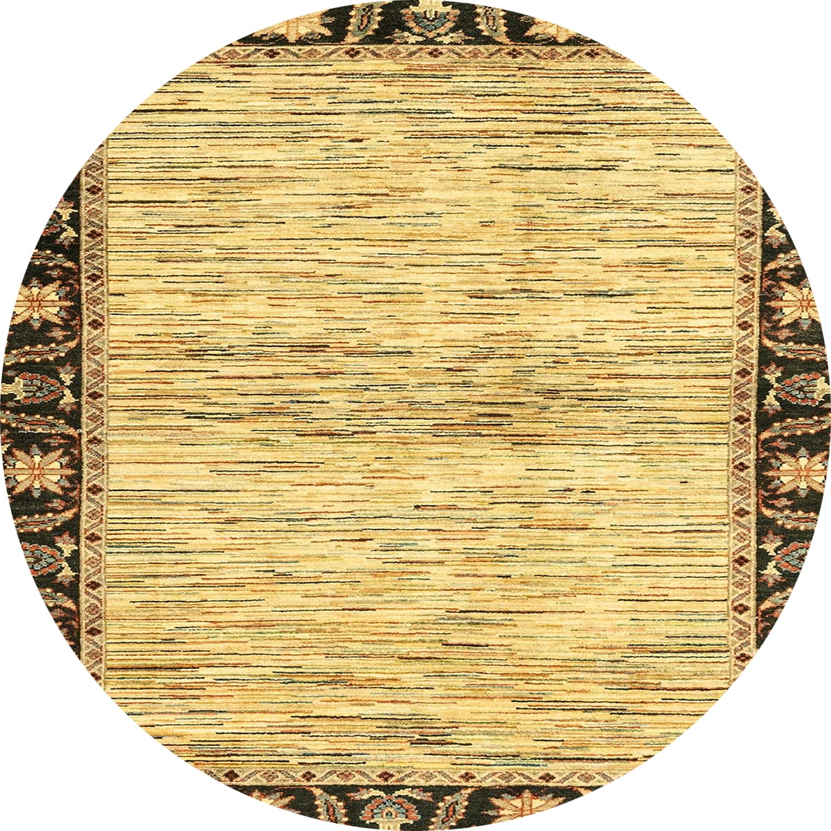 Ahgly Company Indoor Round Abstract Bold Yellow Abstract Area Rugs, 7 ...