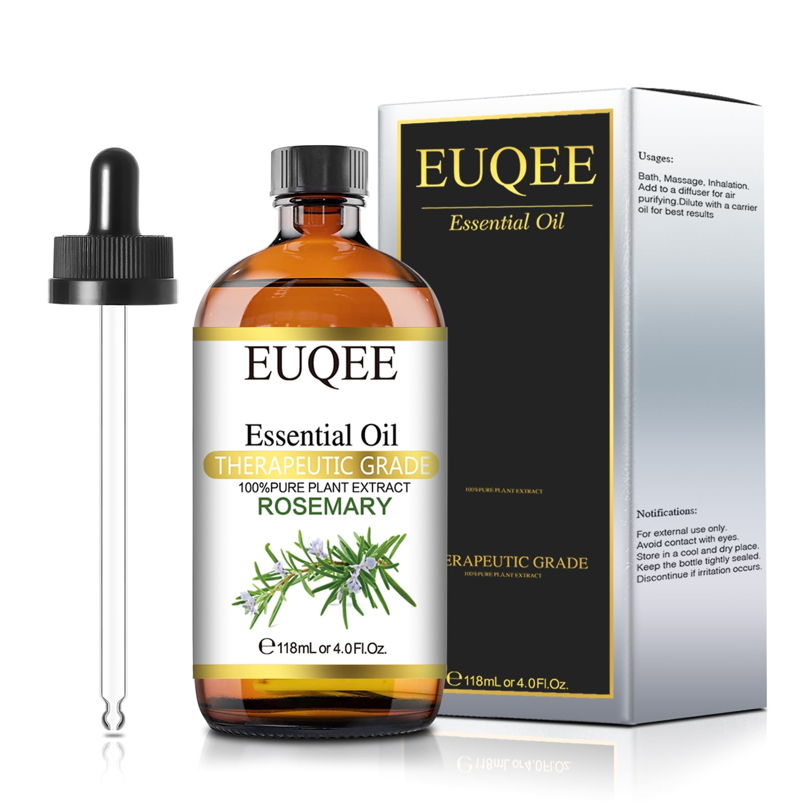 EUQEE Rosemary Essential Oil 118ml Pure & Natural Rosemary Oil with ... EUQEE Rosemary Essential Oil 118ml Pure & Natural Rosemary Oil with ...