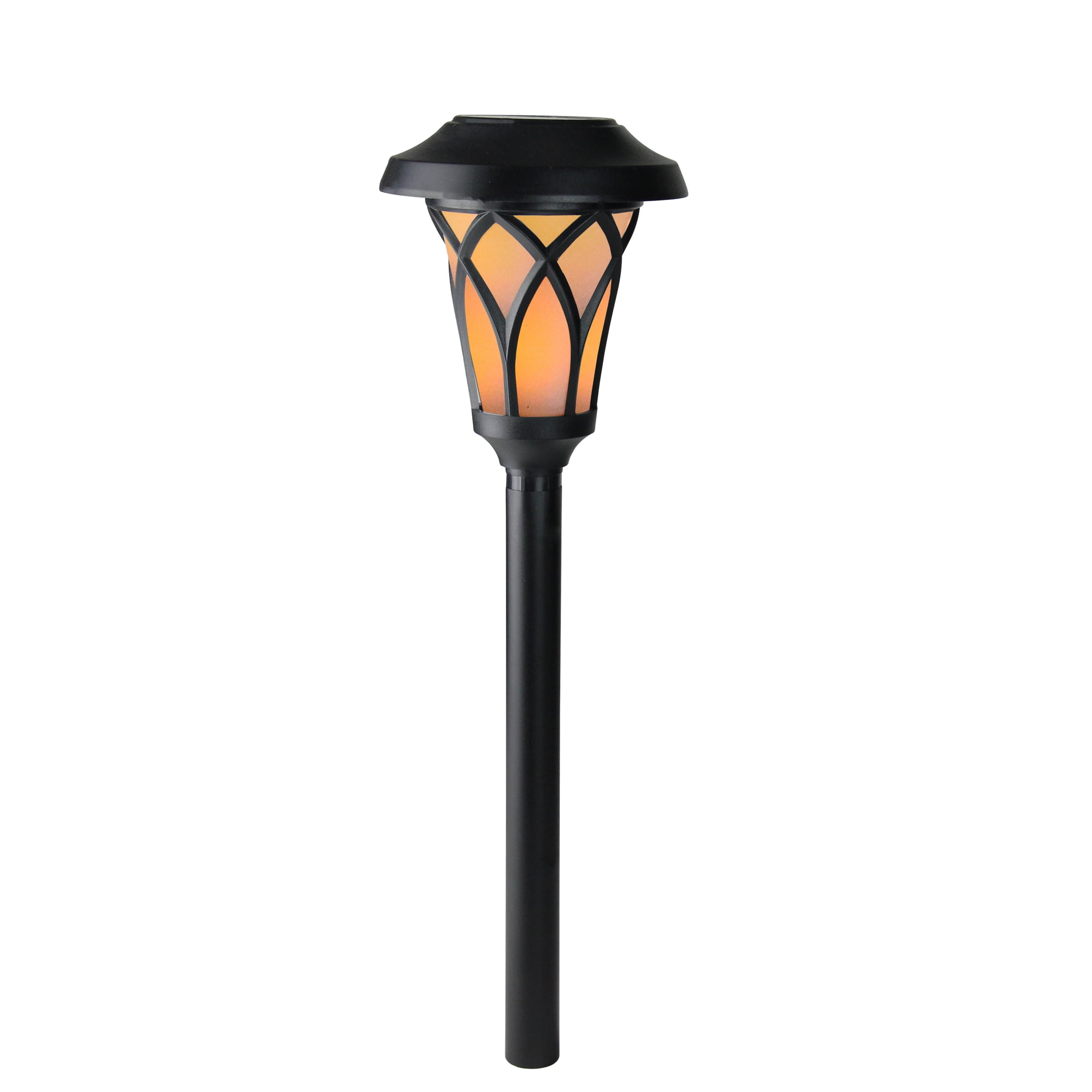 Gerson 19" Noir et Blanc LED Pétale Lanterne Solaire Éclairé Chemin ...