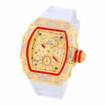 Ice Star Men's Tonneau Diamond Watch, Iced Bezel, Chronograph, Silicone ...