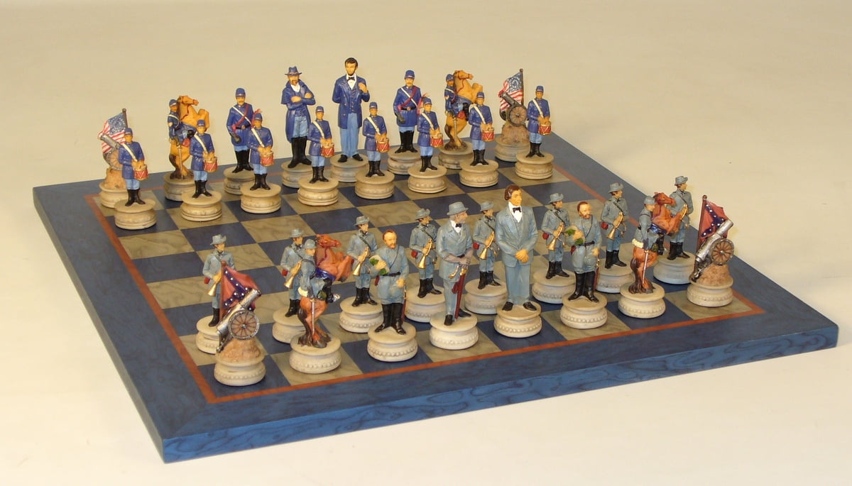 Civil War Generals Chessmen on Blue/Grey Wood Chess Board - Walmart.com