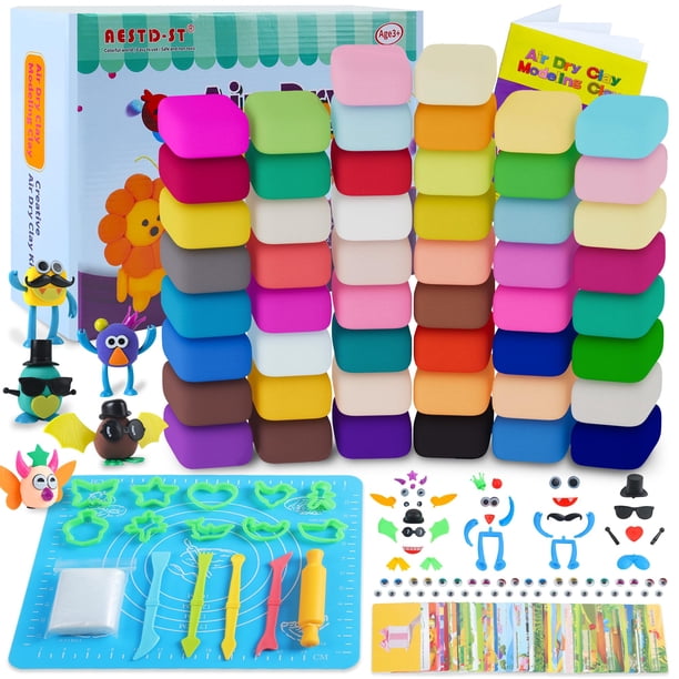 Air Dry Clay 50 Colors, Modeling Clay for Kids, Non-Sticky Ultra Light ...