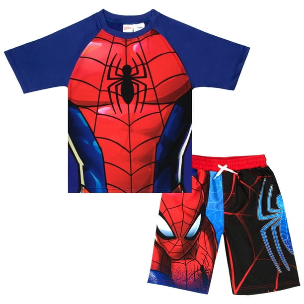 Marvel Boys Avengers 2-Piece Swimsuit Set, Rash Guard & Swim Trunks 2 ...