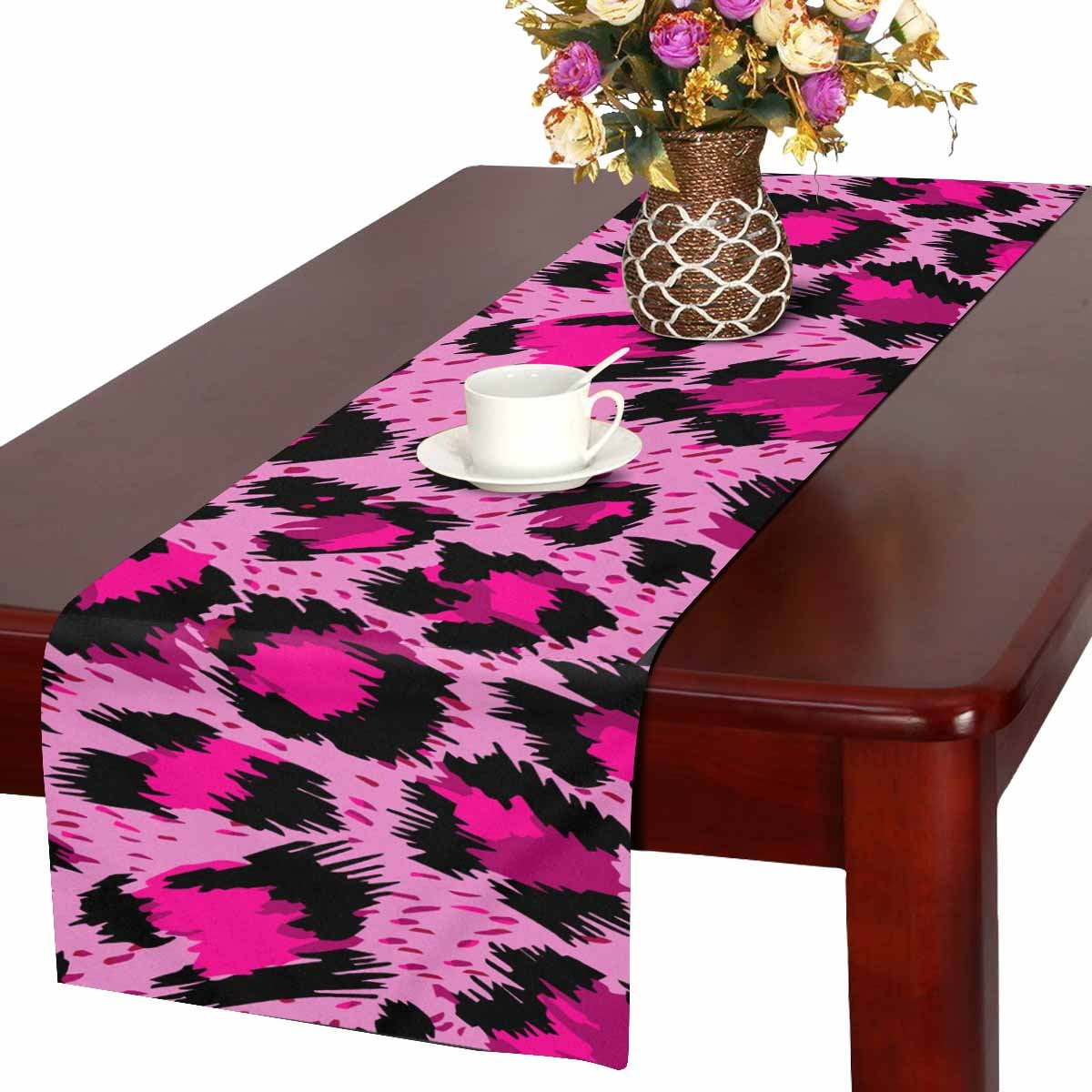 MKHERT Luxury Pink Leopard Pattern Table Runner For Wedding Party ...