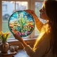 Cactus Stained Glass Suncatcher/Window Hanging Decor/Indoor Outdoor Art ...