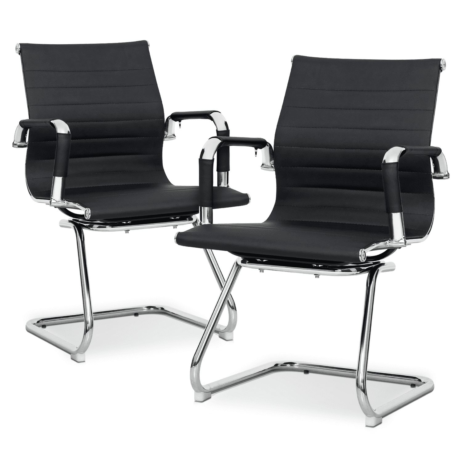 MoNiBloom 2 Pack Guest Reception Chair, High Back Metal Faux Leather ...