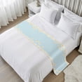 Daisy Bed Runner Queen Size Polka Dots Blue Background Summer Floral ...
