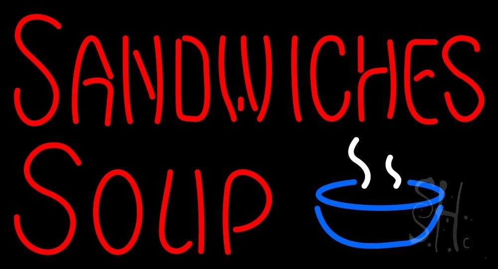 Sandwiches Soup LED Neon Sign 13 x 24 - inches, Clear Edge Cut Acrylic ...