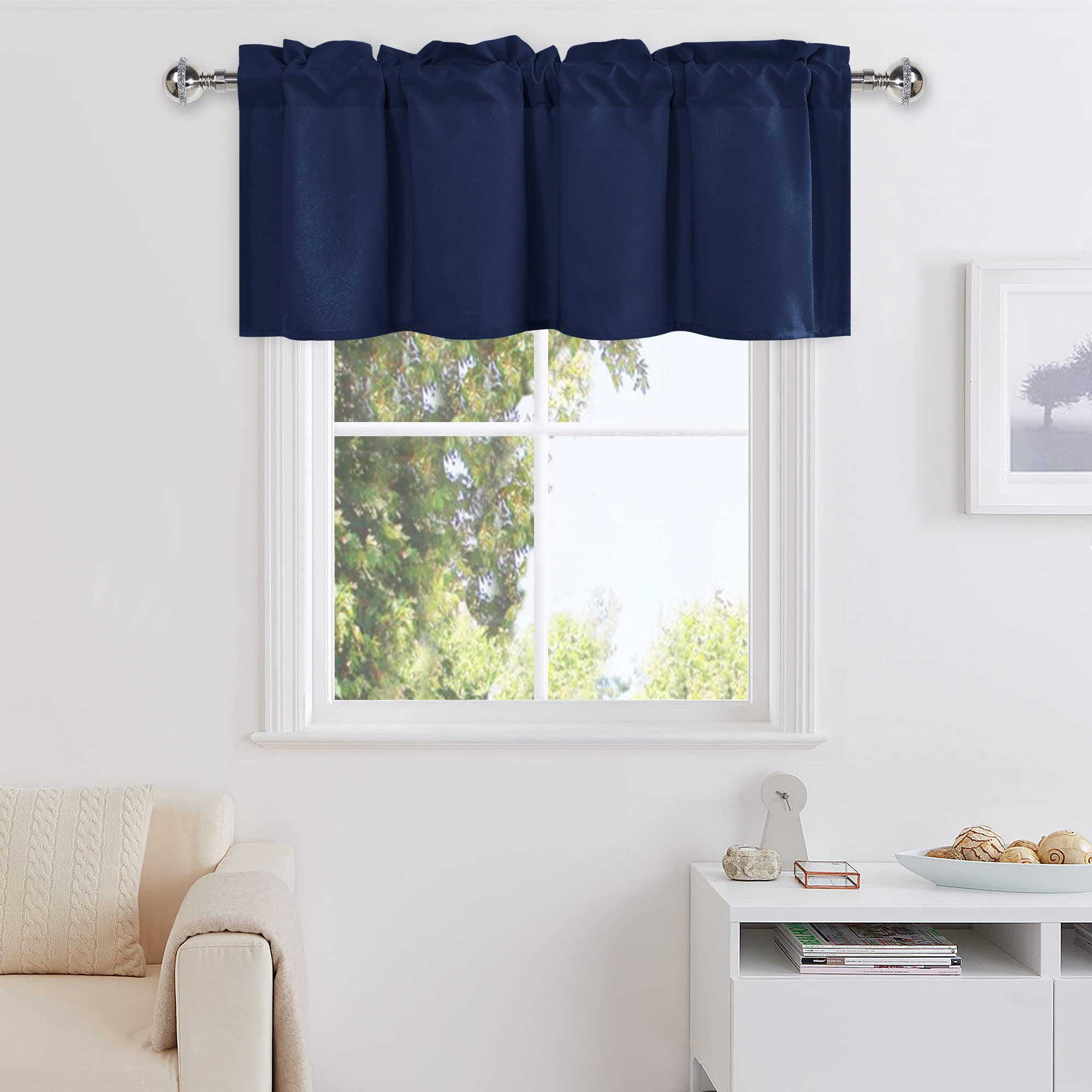 Click here for Hiasan Navy Blue Valance Short Curtains For Kitche... prices