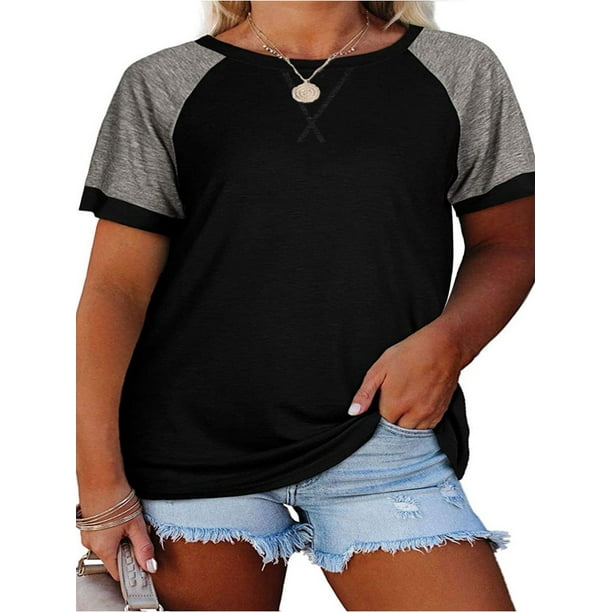 Langwyqu Plus Size L-5Xl Simple Short Sleeved Women T Shirt - Walmart.com