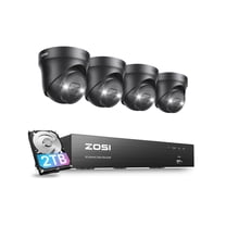 3MP Wireless Security Camera System with Audio, ZOSI 2K Plug-in Outdoor ...