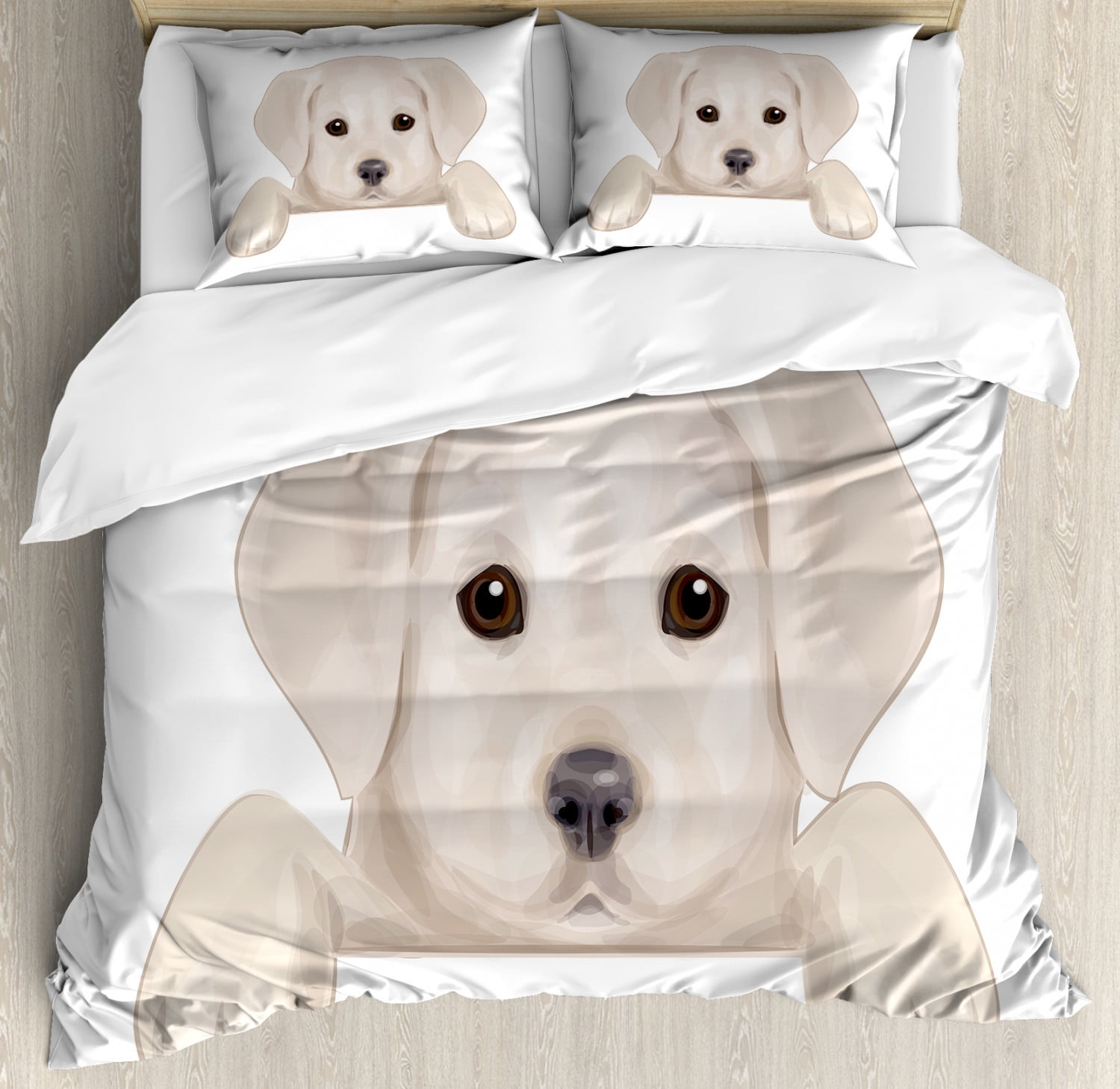 Baby Duvet Cover Set Queen Size, Cute Puppy Hiding with its Little ...