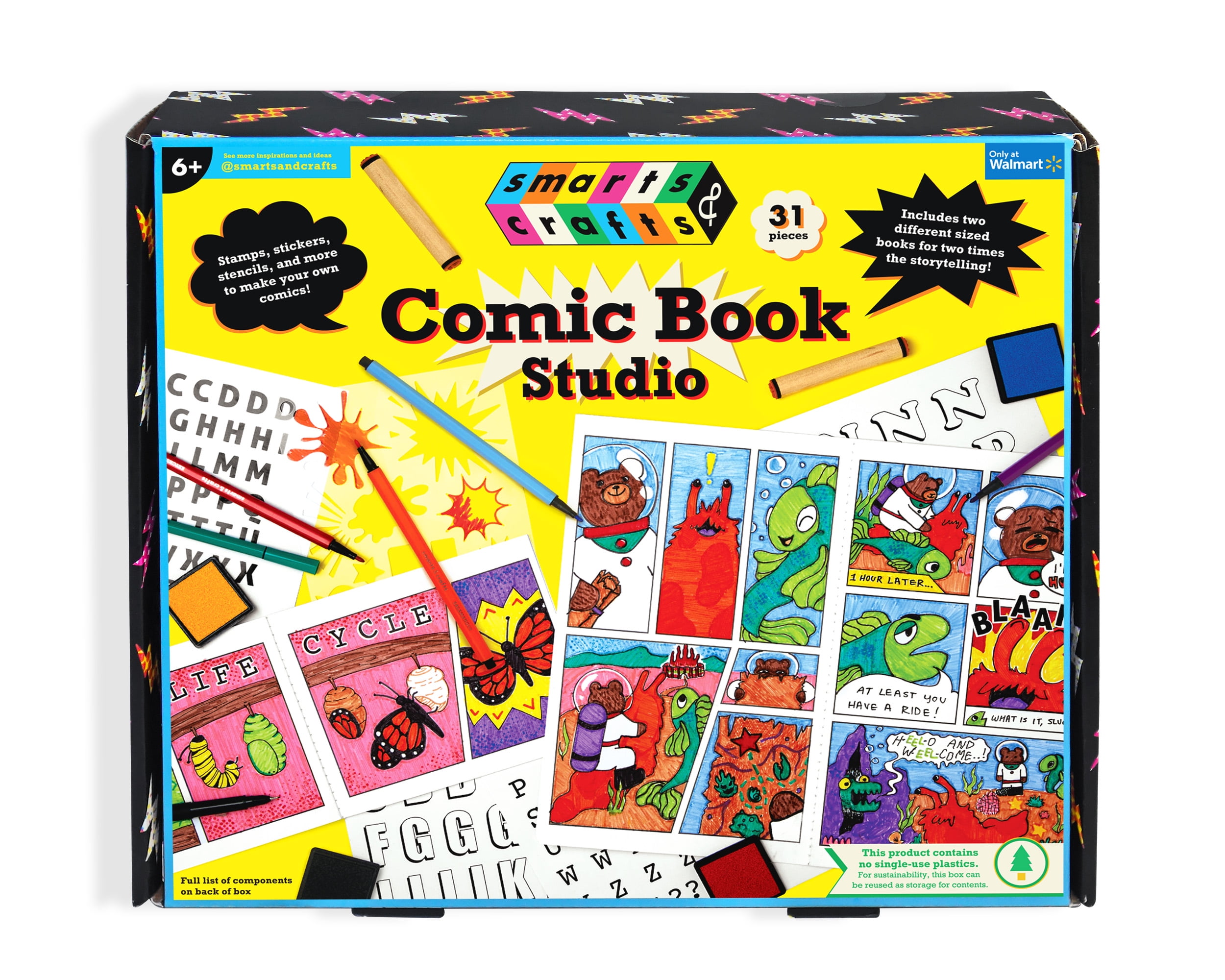 Smarts & Crafts Comic Book Studio, 31 Pieces, for Boys, Girls, Ages 6+ - Walmart.com