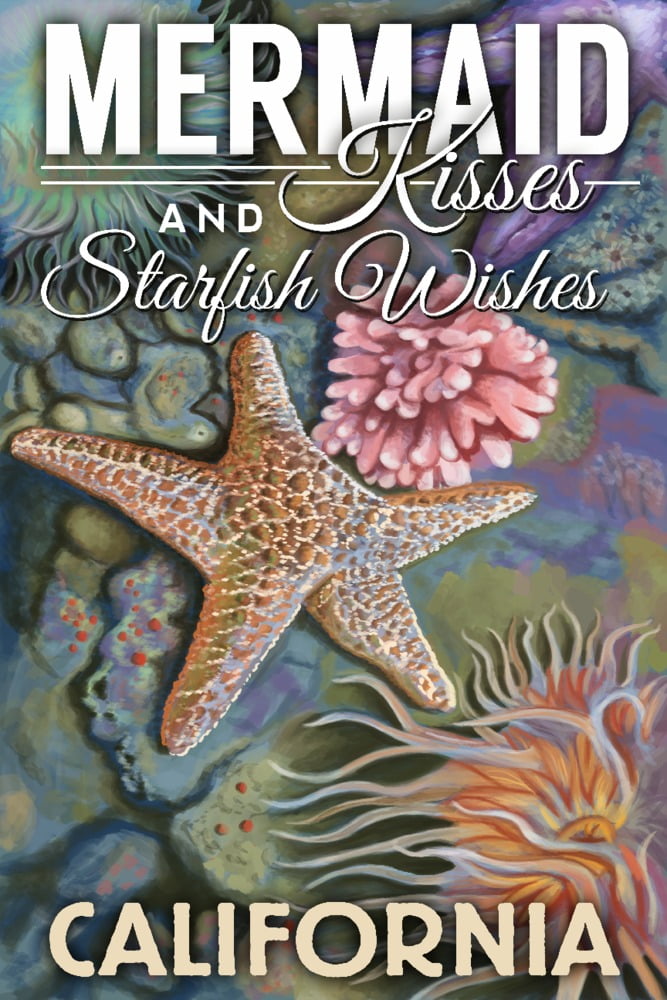 California, Mermaid Kisses and Starfish Wishes, Tidepool (16x24 Giclee ...