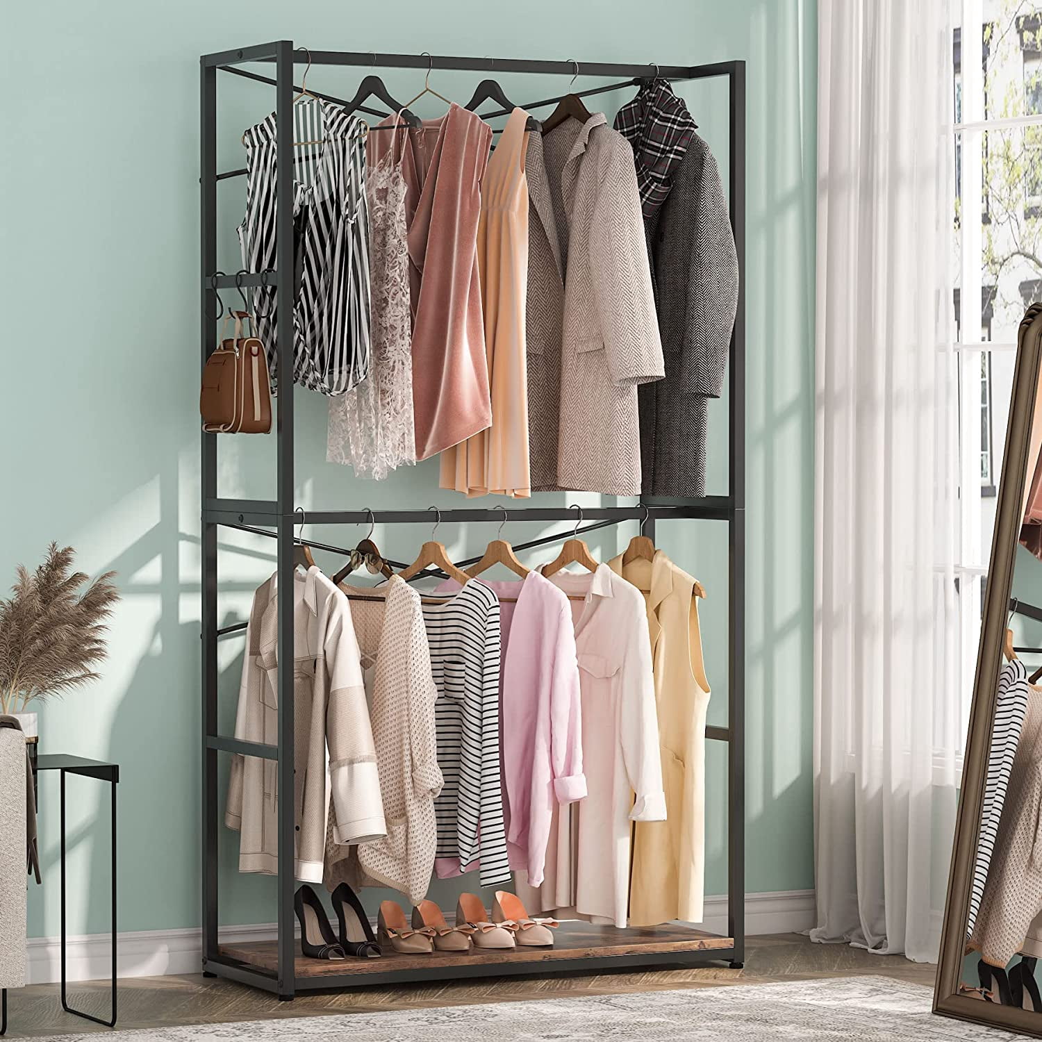 TribeSigns Free-standing Closet Organizer, Heavy Duty Metal Garment ...