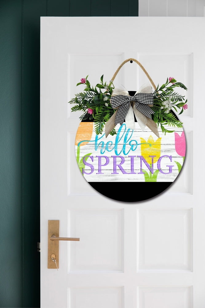 Eveokoki Front Door Porch Decorations Hello Spring Door Hanging Sign 11 ...