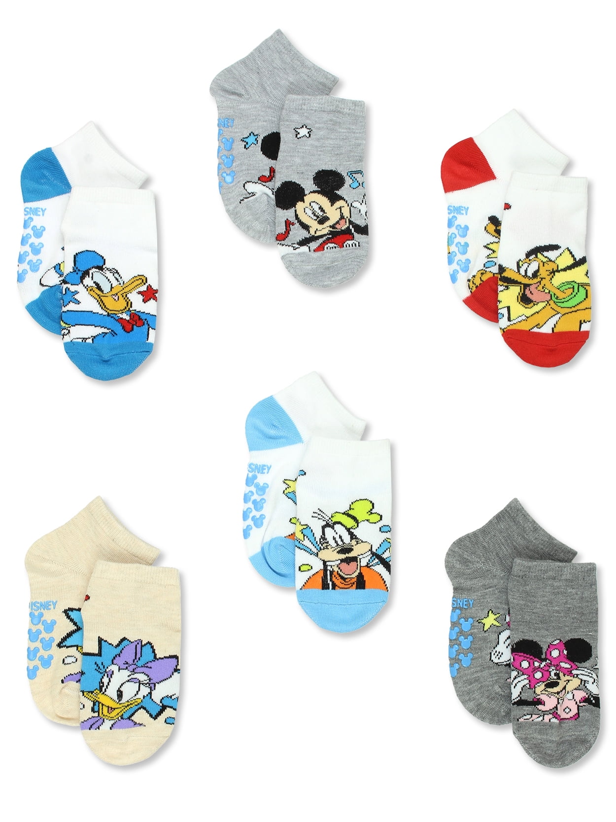 Mickey Mouse Minnie Donald Duck Male Boys Toddler 6 Pack Gripper ...