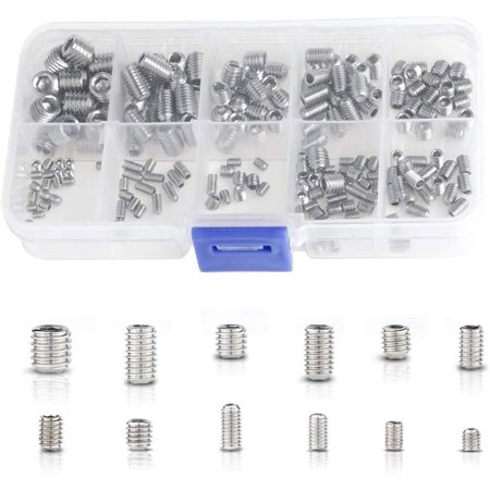 200Pcs Assorted Hex Socket Set Screws - Flat Head, Assortments Kit Of ...
