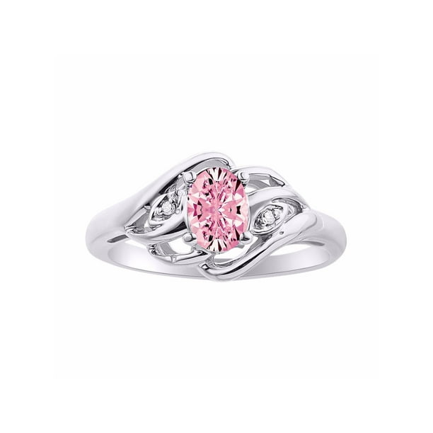 *RYLOS Classic Gemstone PINK ICE & Diamond Ring - October Birthstone ...