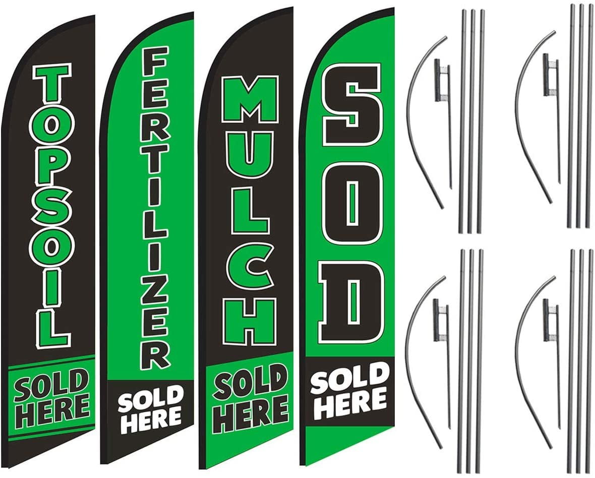 Topsoil, Fertilizer, Mulch, Sod Sold Here Advertising Feather Banner ...