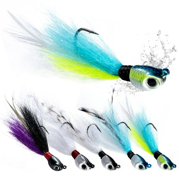 Goture Glow Bucktail Jigs Saltwater Pompano Jigs Hair Jigs Fluke Jig ...