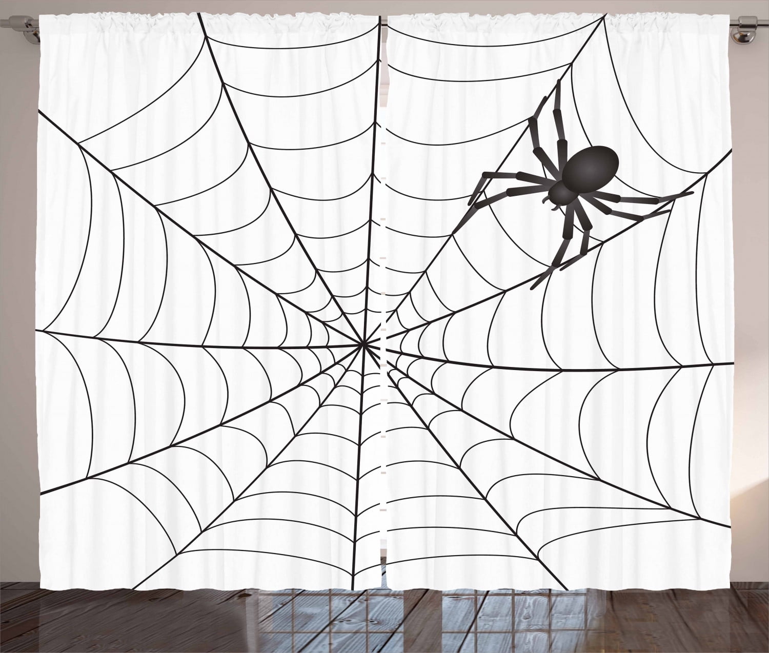 Spider Web Curtains 2 Panels Set, Gothic Fairytale Elements Creepy ...