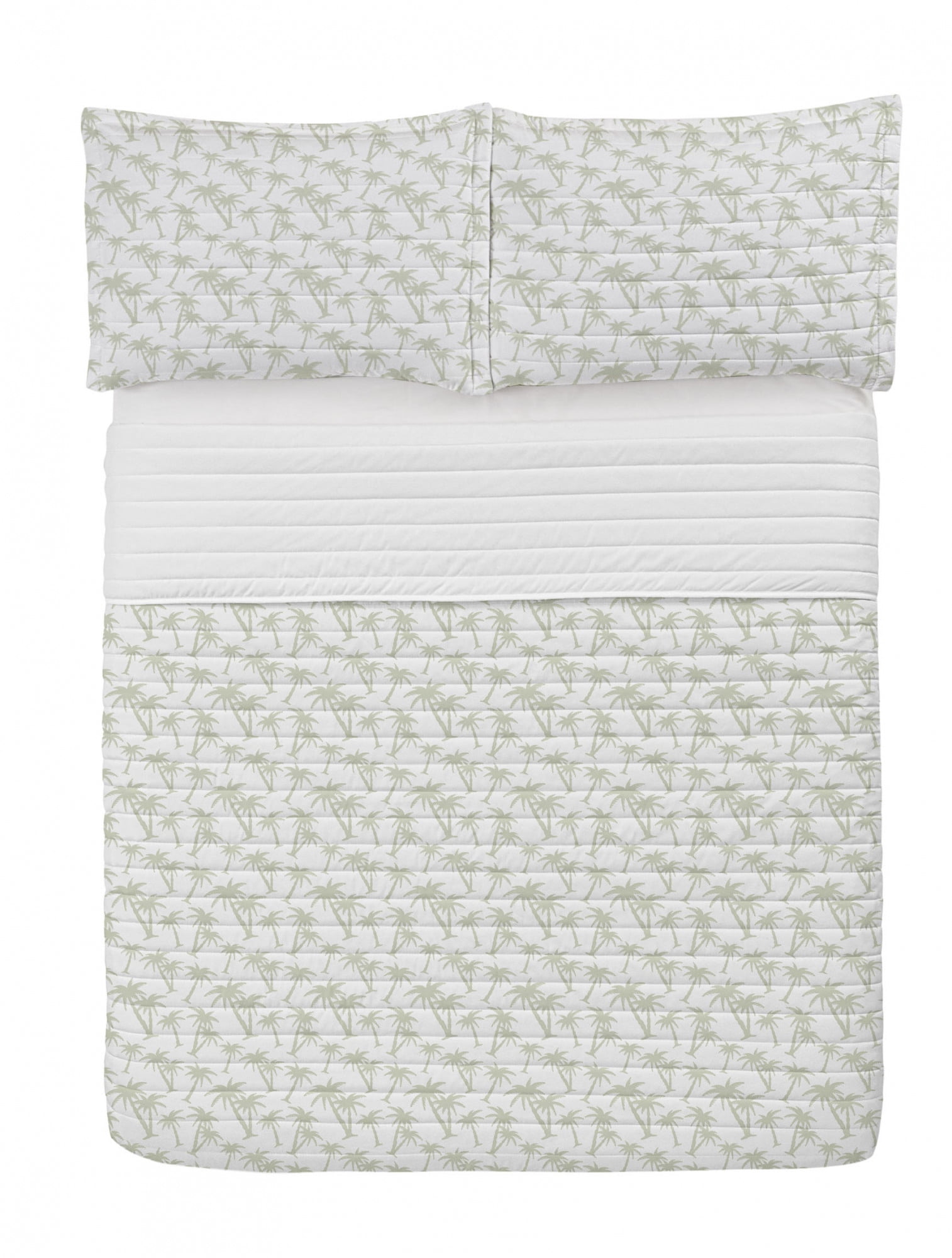 Tropical Microfiber Bedspread Set, Tropical Coconut Palm Trees Pattern ...
