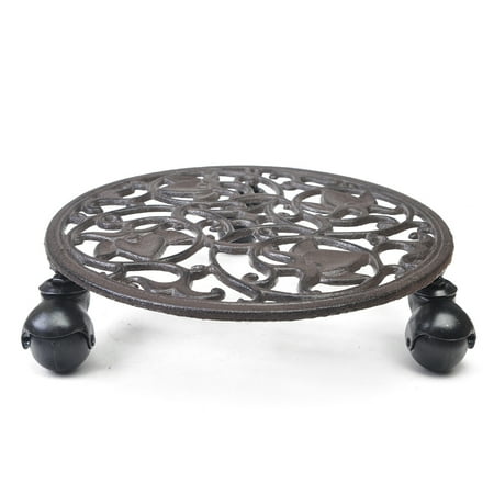 Cast Iron Plant Stand Universal Movable Flower Pot Holder Rolling Tray ...