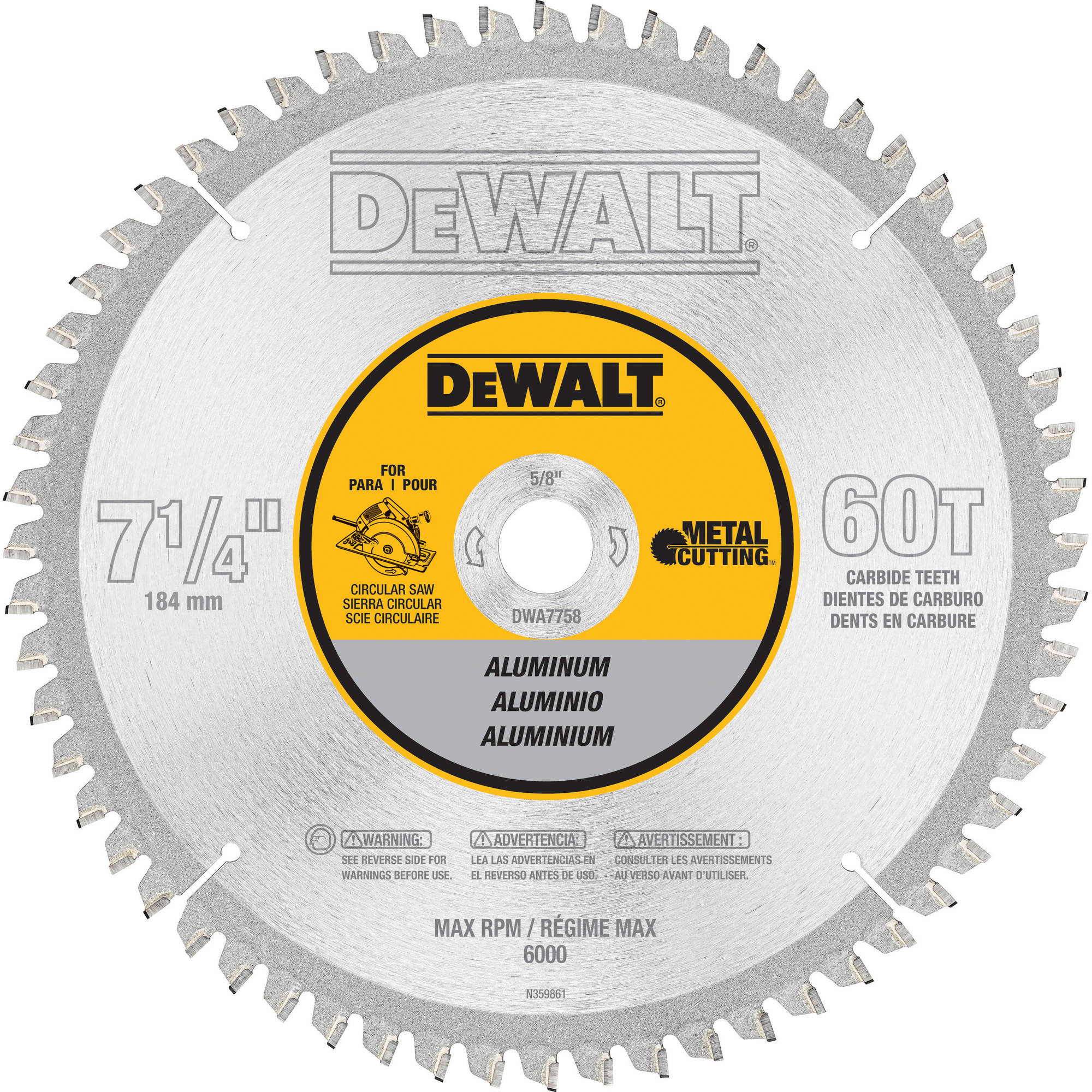 DeWalt DWA7758 1 1/4" 60 Tooth Aluminum Circular Saw Blade - Walmart.com