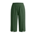SROBPTY Womens Pants Solid Straight-Leg Side Slit with Pockets Linen ...