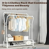 HIOHA Clothes Rack, White Metal Garment Rack, 2-Tier Storage Shelf ...